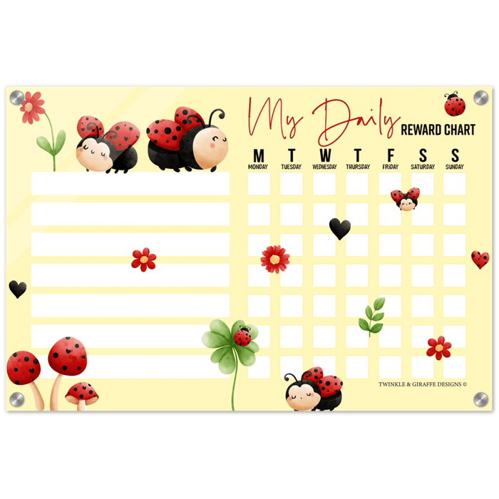 Ladybug Acrylic Reward Chart, Personalized Chore Chart, Acrylic Chore