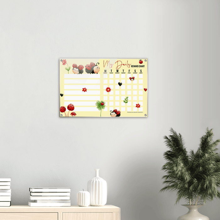 Ladybug Acrylic Reward Chart, Personalized Chore Chart, Acrylic Chore